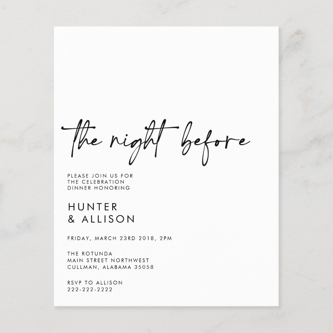 BUDGET The Night Before Invitation | Zazzle