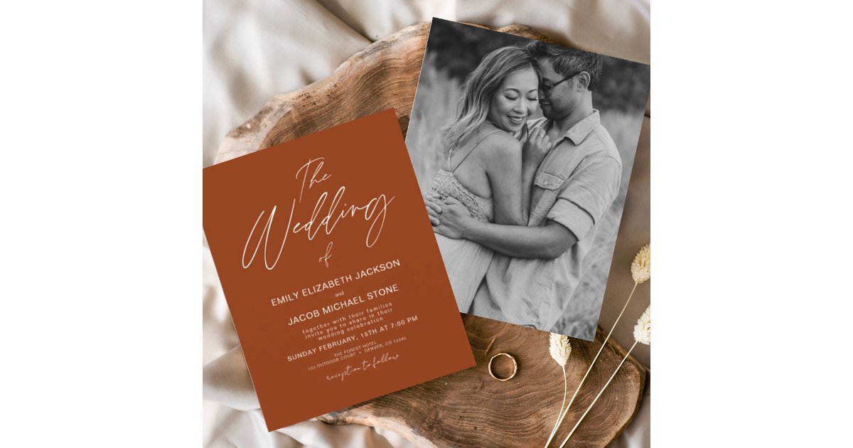 Budget The Wedding of Burnt Orange Photo Elegant Flyer | Zazzle