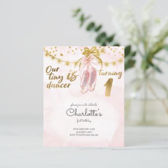 BUDGET Tiny Dancer 1st Birthday Ballet Invitation | Zazzle