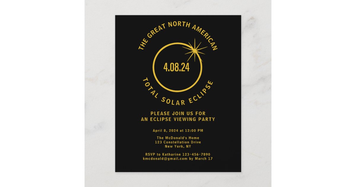 Budget Total Eclipse 8 April 24 Party Invitation Flyer | Zazzle