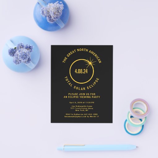 Budget Total Eclipse 8 April 24 Party Invitation Flyer | Zazzle