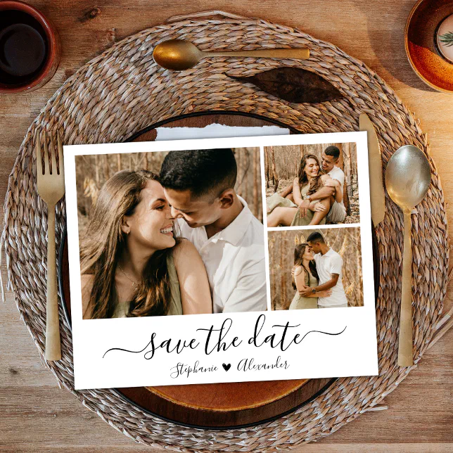 Budget Trendy Calligraphy Photo Save The Date Flyer | Zazzle