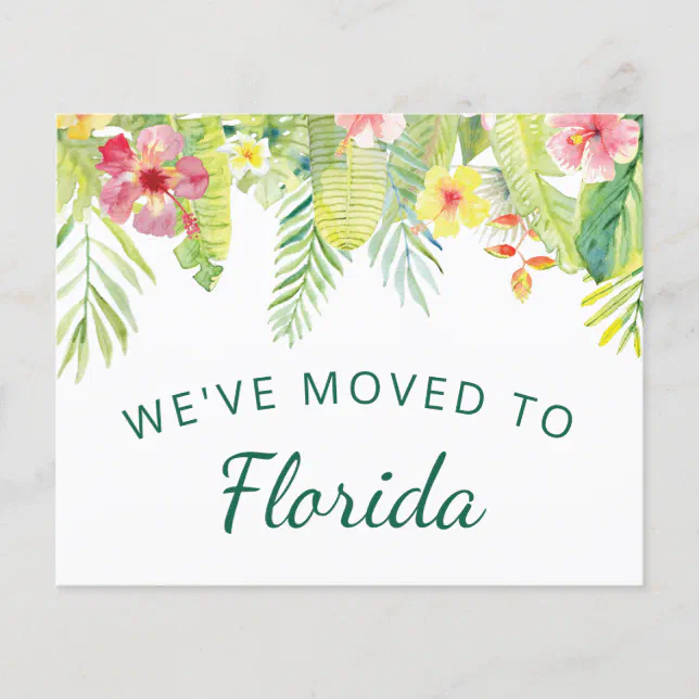 Budget Tropical Foliage New Florida Address Card | Zazzle