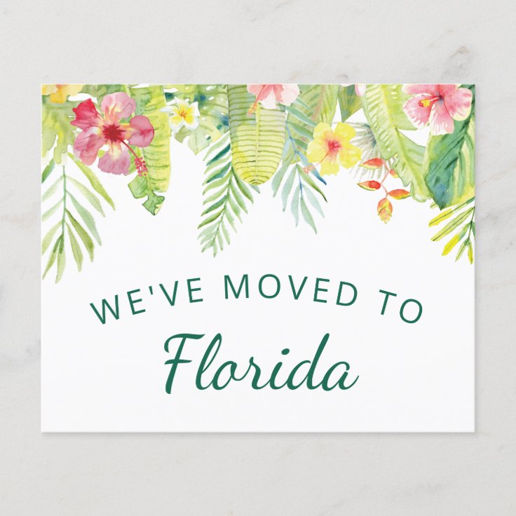Budget Tropical Foliage New Florida Address Card | Zazzle