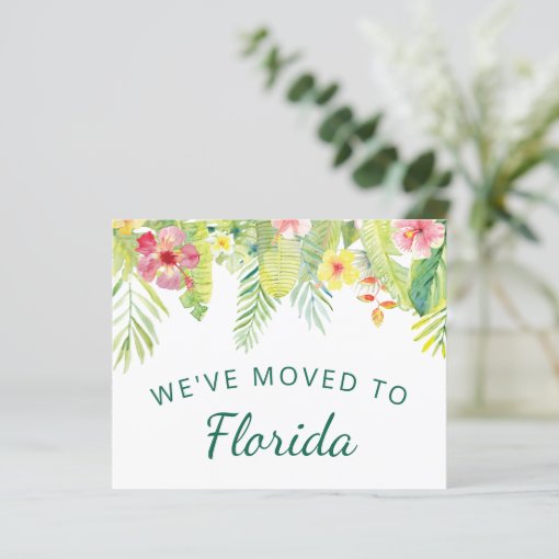Budget Tropical Foliage New Florida Address Card | Zazzle