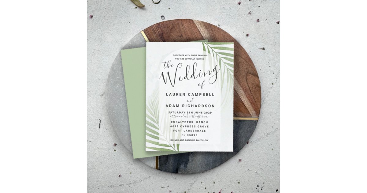 Budget Tropical Green Wedding Invitation | Zazzle