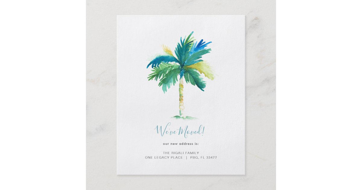 Budget Tropical Watercolor Palm Tree Moving Flyer | Zazzle