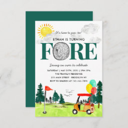 Budget Turning FORE Golf Par-tee 4th Birthday Note Card | Zazzle