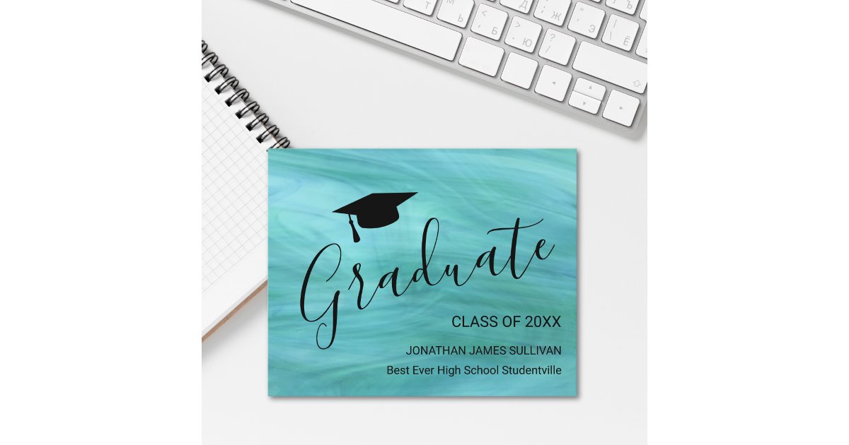 Budget Turquoise Graduation Announcement | Zazzle