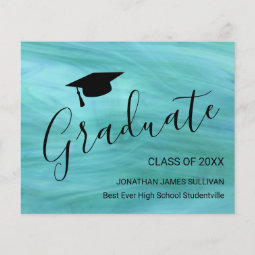 Budget Turquoise Graduation Announcement | Zazzle