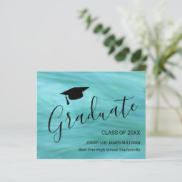 Budget Turquoise Graduation Announcement | Zazzle