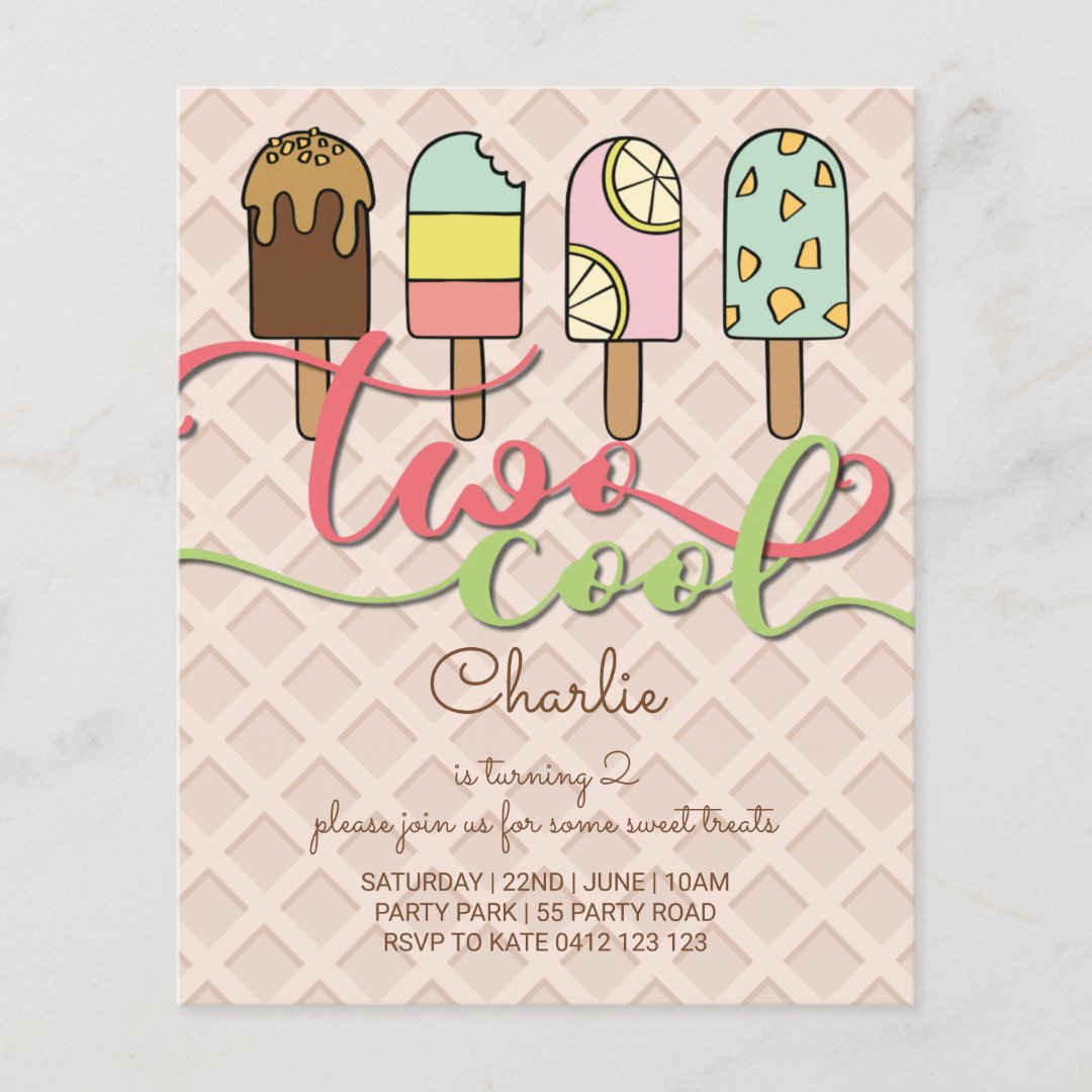BUDGET Two Cool Popsicle Birthday Invitation | Zazzle
