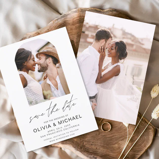 Budget Two Photo Simple Save the Date Picture Flyer | Zazzle