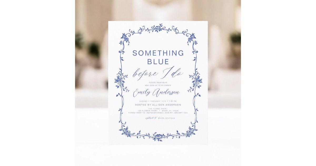 Budget Victorian Something Blue Invitation Flyer | Zazzle