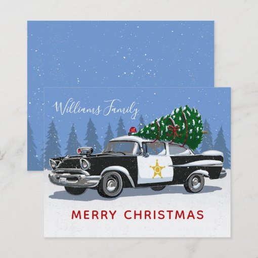 Budget Vintage Police Car Merry Christmas Card | Zazzle