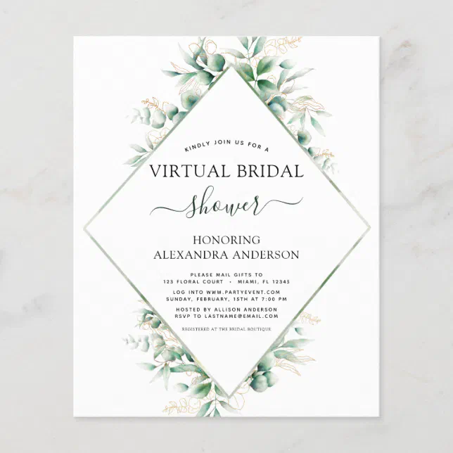 Budget Virtual Bridal Shower Botanical Invitation | Zazzle