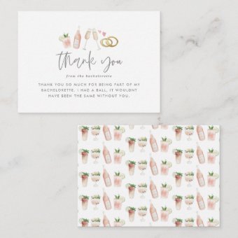 budget Watercolor bachelorette champagne thank you Note Card | Zazzle
