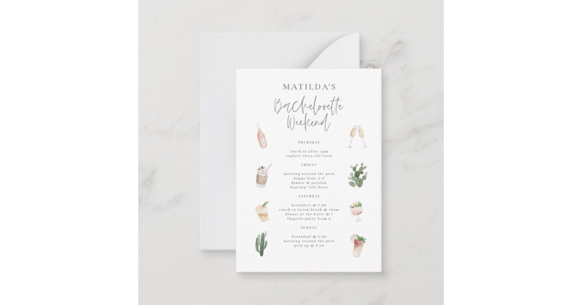 budget Watercolor champagne Bachelorette weekend Note Card | Zazzle