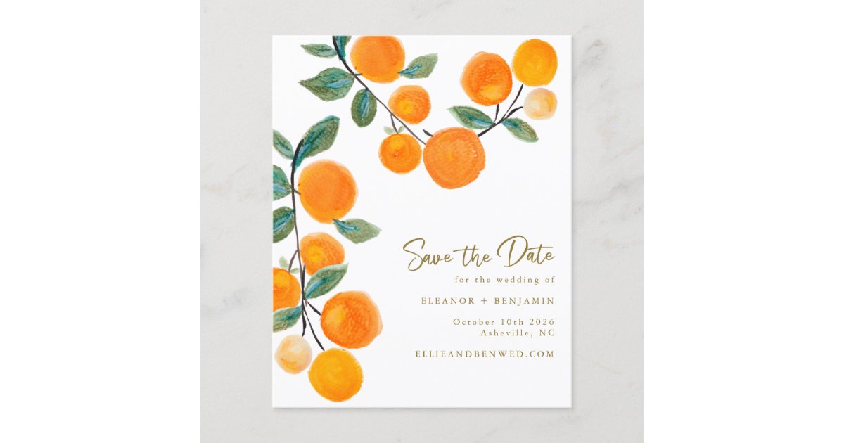 Budget Watercolor Orange Fruit Save The Date | Zazzle