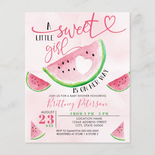 Budget Watermelon Pink Baby Shower Invitation | Zazzle