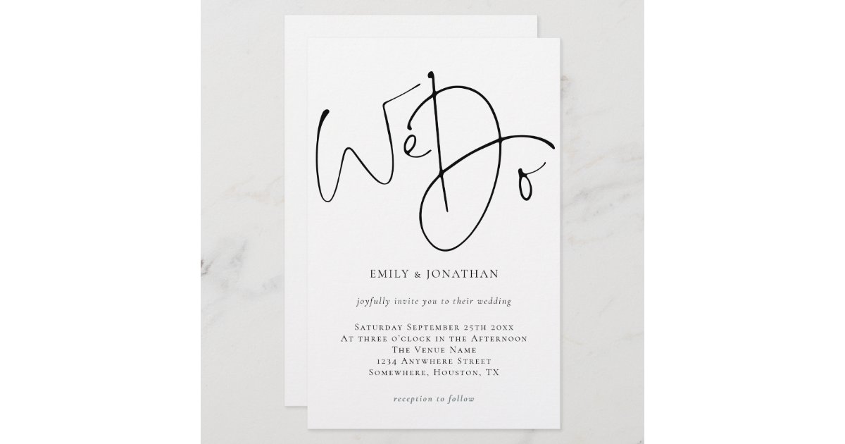 Budget We Do Script Simple Wedding Invitation | Zazzle