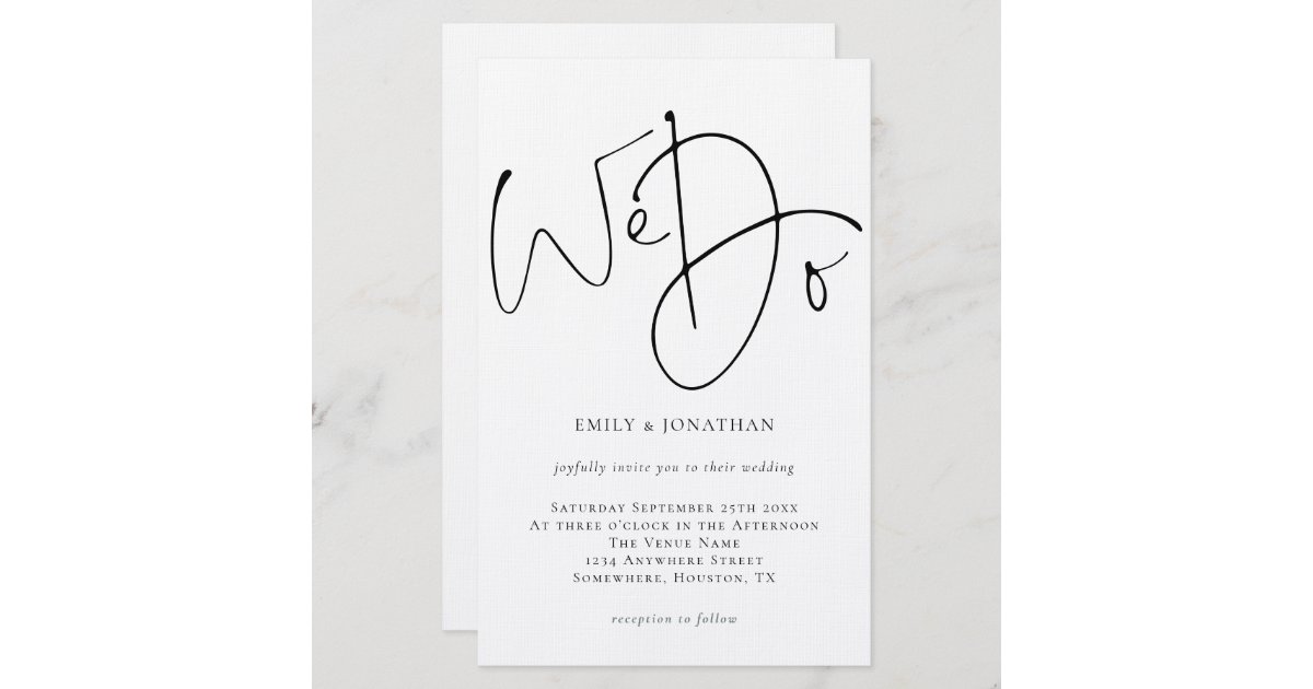 Budget We Do Script Simple Wedding Invitation | Zazzle