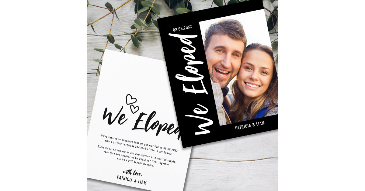 Budget We Eloped Photo Elopement Announcement | Zazzle
