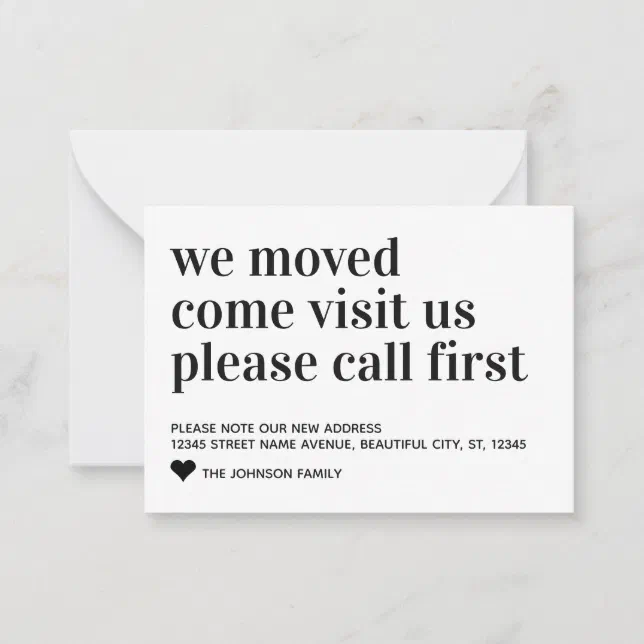 Budget We Moved Come Visit Call First Moving Card | Zazzle