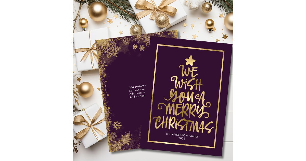 Budget We Wish You A Merry Christmas Purple Fun Note Card | Zazzle