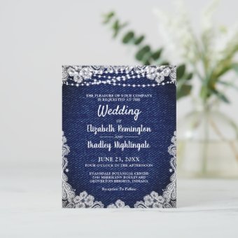 Budget Wedding Denim Lace String Lights | Zazzle