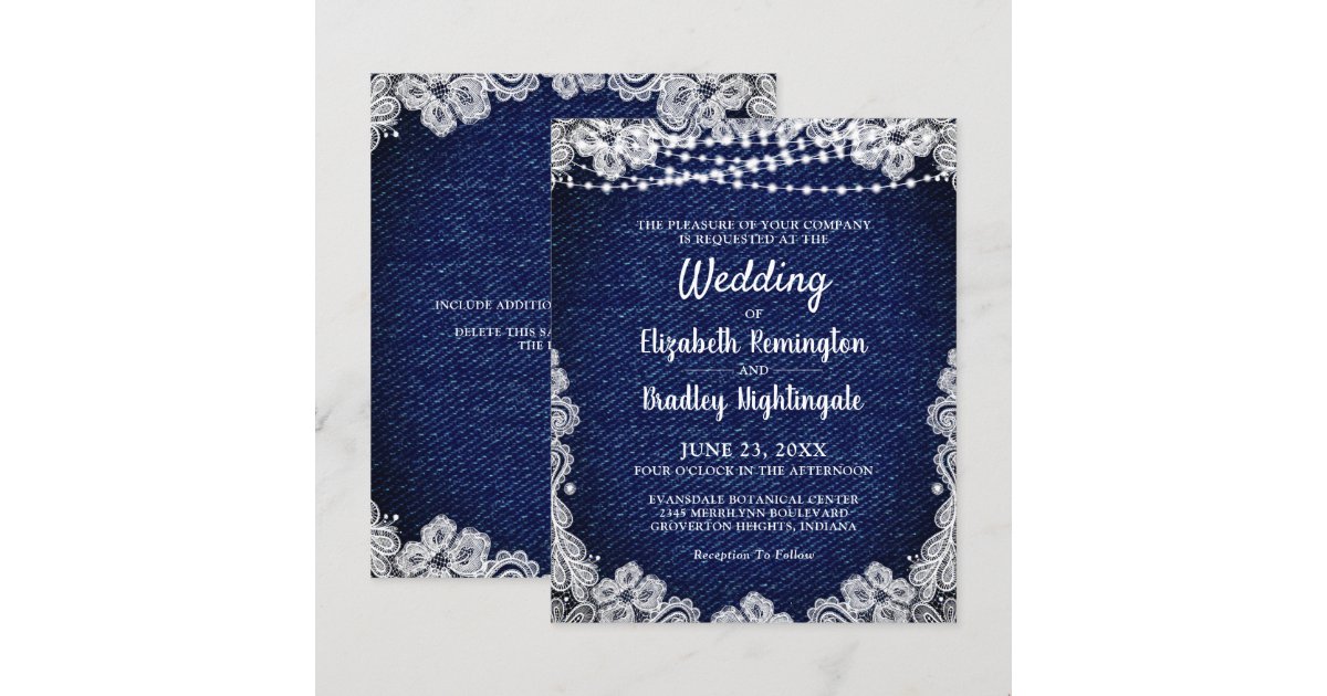 Budget Wedding Denim Lace String Lights | Zazzle