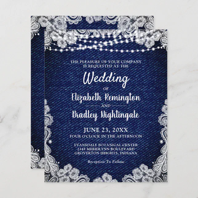 Budget Wedding Denim Lace String Lights | Zazzle