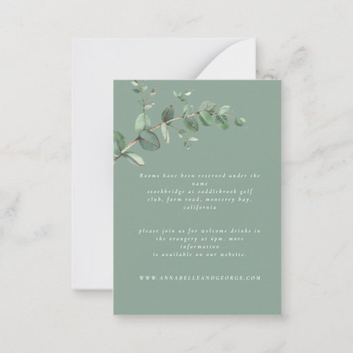 budget wedding eucalyptus sage green details note card | Zazzle