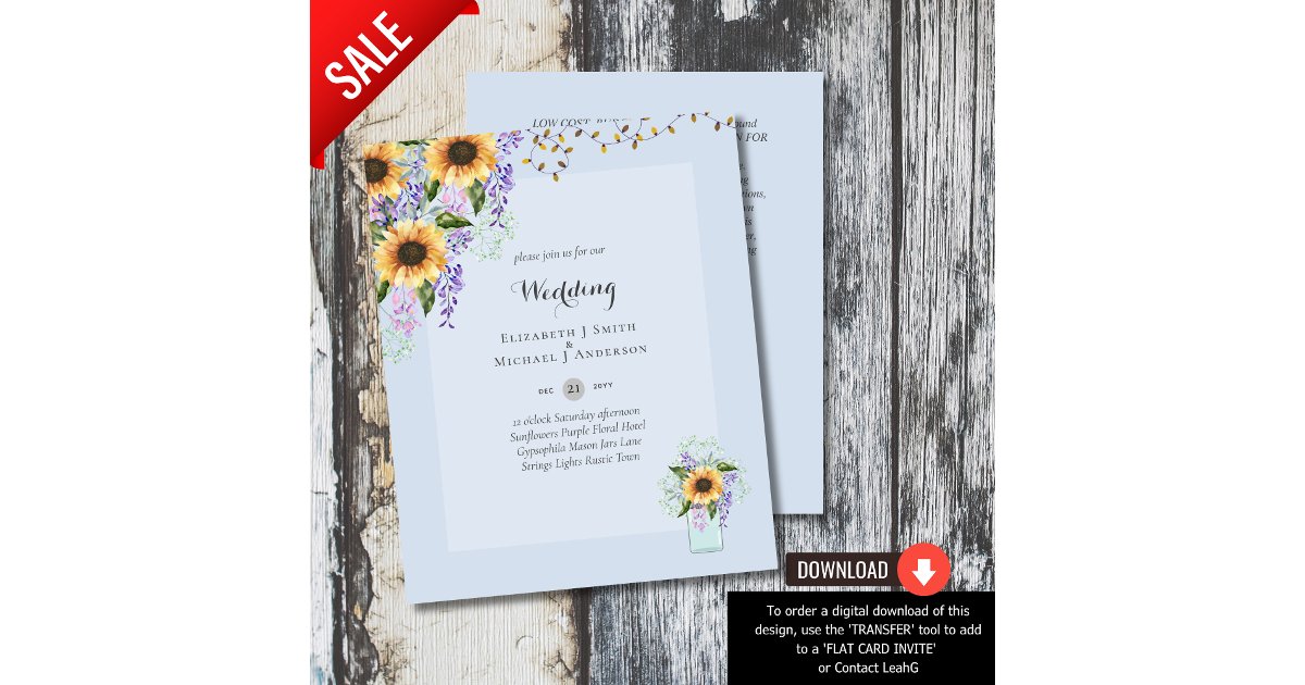 BUDGET WEDDING INVITATIONS - Rustic Sunflowers Flyer | Zazzle