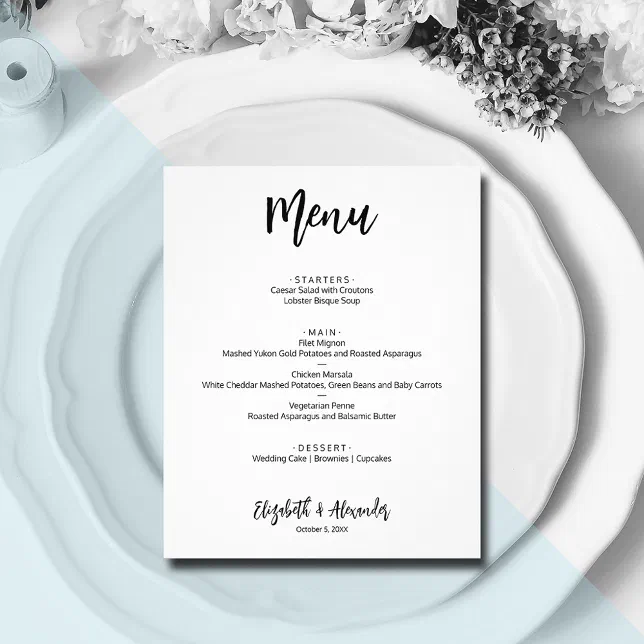 Budget Wedding Menu Flyer | Zazzle