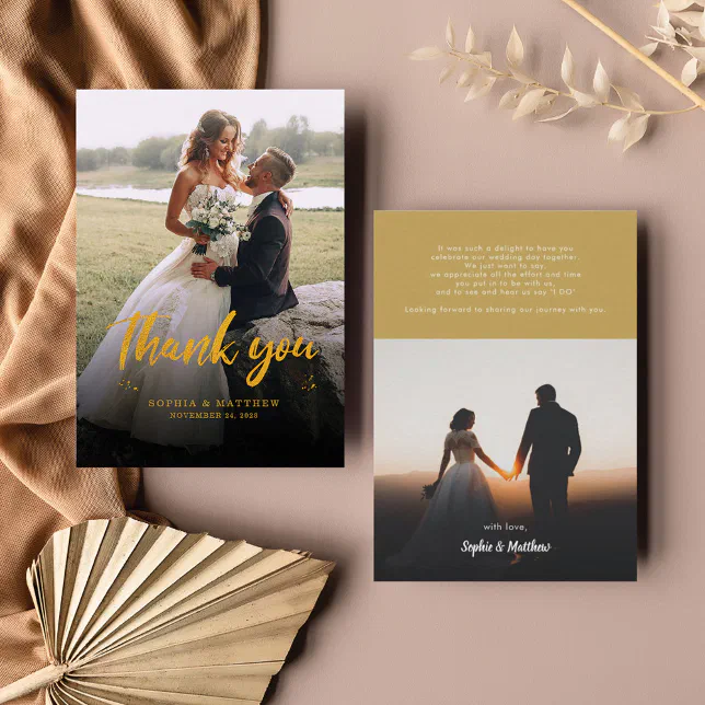 Budget Wedding Photos Script Thank You Card | Zazzle
