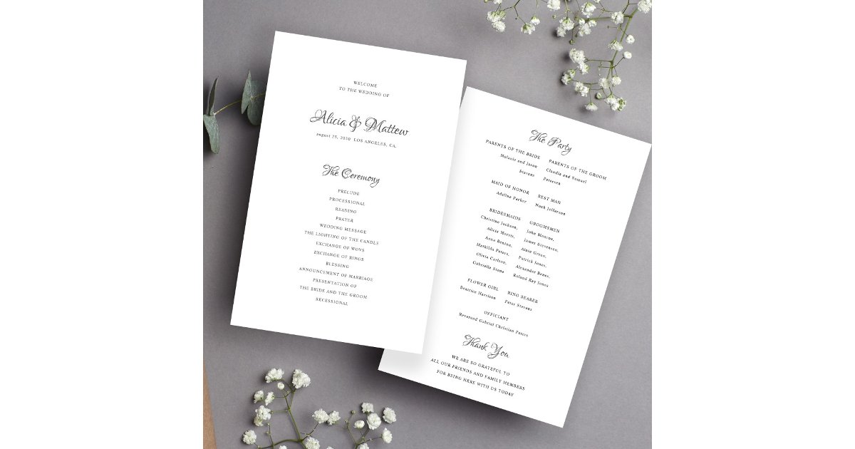 Budget wedding program elegant calligraphy flyer | Zazzle