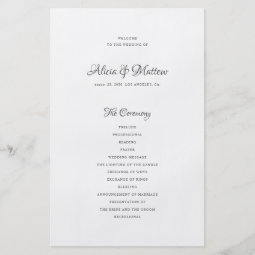 Budget wedding program elegant calligraphy flyer | Zazzle