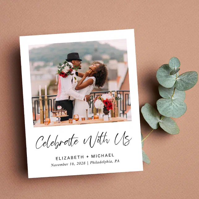 Budget Wedding Reception Photo QR Code Invitation | Zazzle