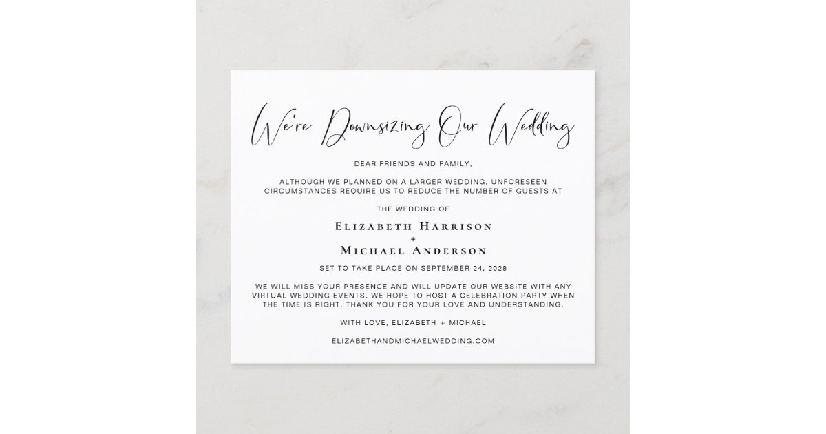 Budget We're Downsizing Our Wedding Announcement | Zazzle
