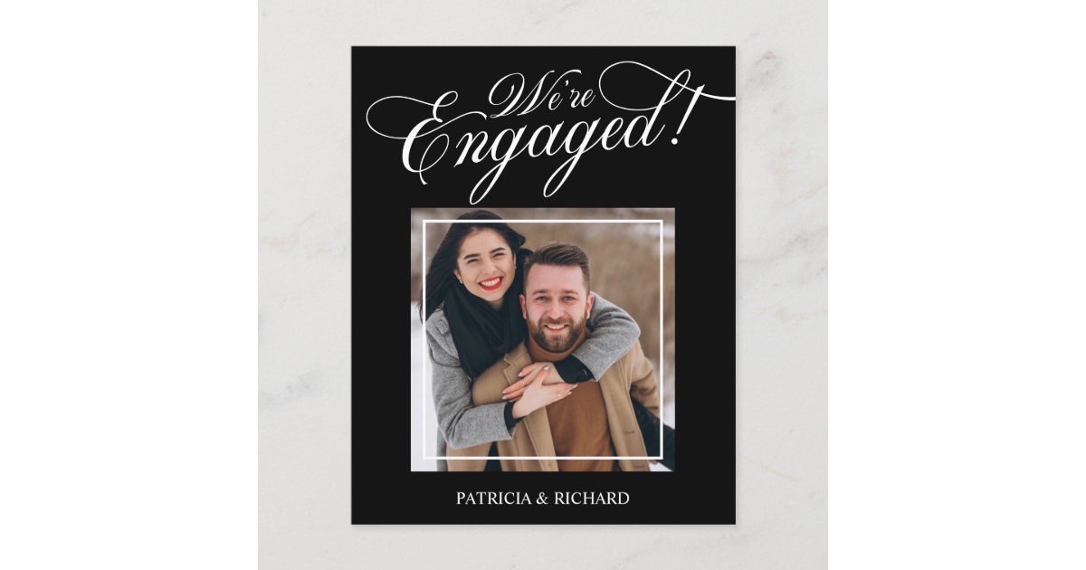Budget We're Engaged Photo Engagement Announcement | Zazzle