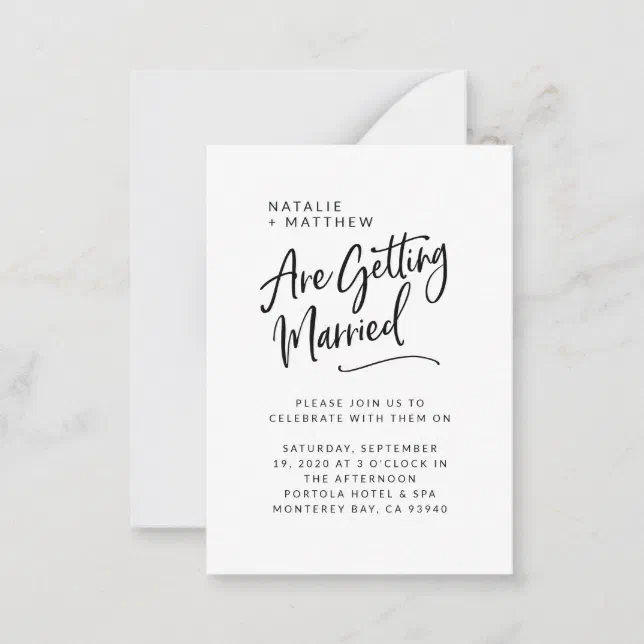 budget We're getting married script wedding Note Card | Zazzle