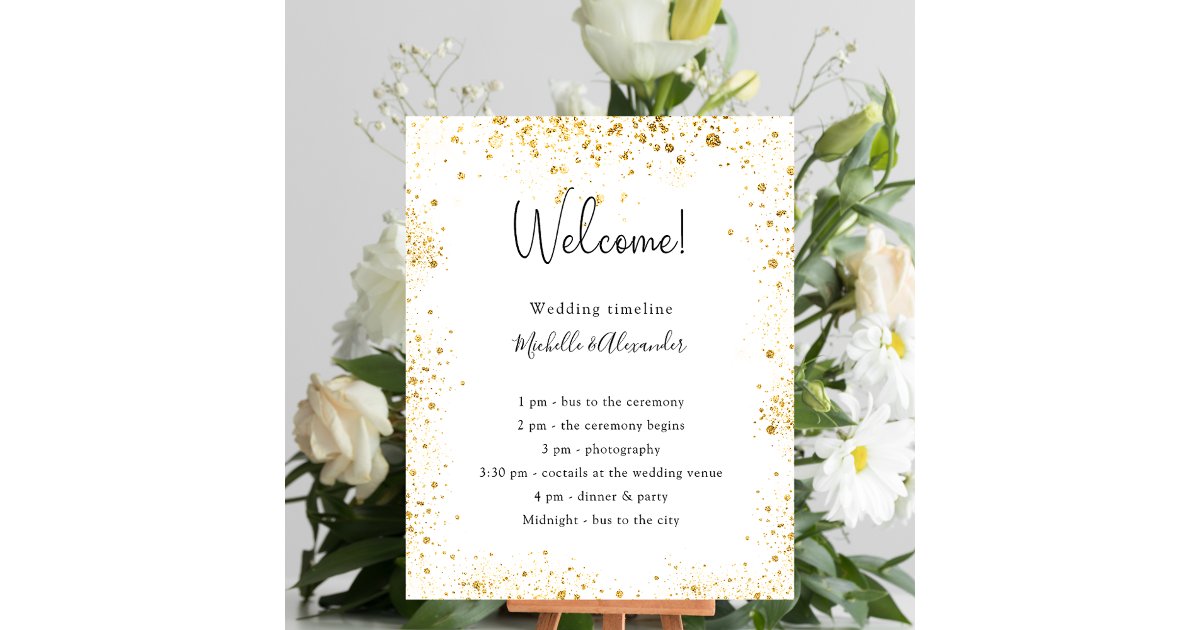 Budget white gold glitter wedding program details | Zazzle