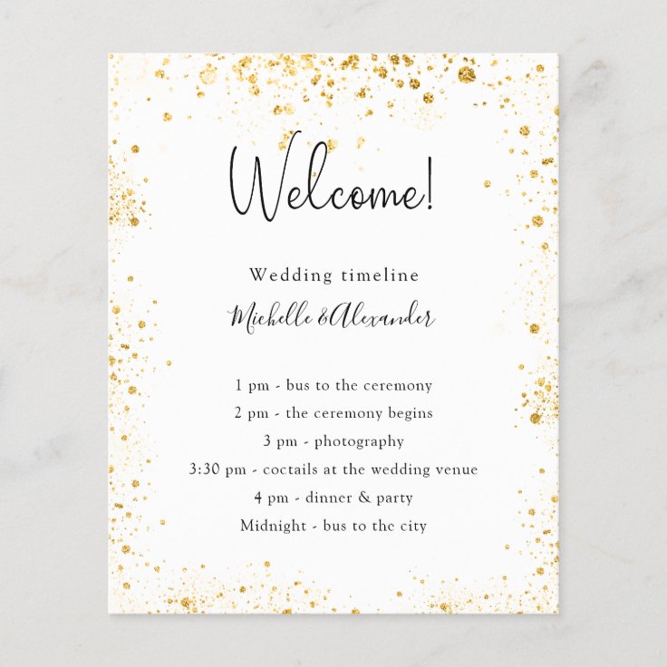 Budget white gold glitter wedding program details | Zazzle