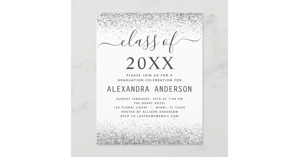 Budget White Silver Graduation Class of 2023 Flyer | Zazzle
