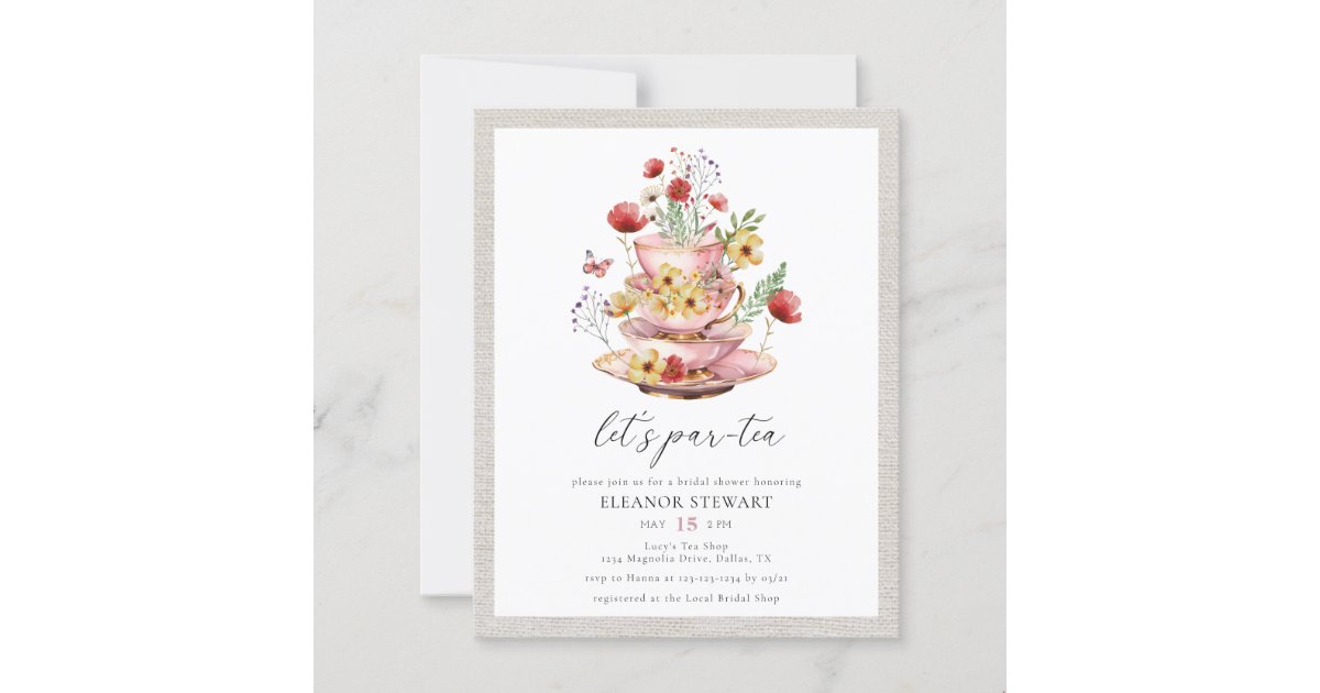 Budget Wildflower Tea Party Bridal Shower Invites | Zazzle