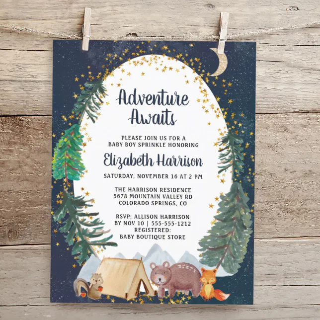 Budget Woodland Animals Night Sky Baby Sprinkle | Zazzle