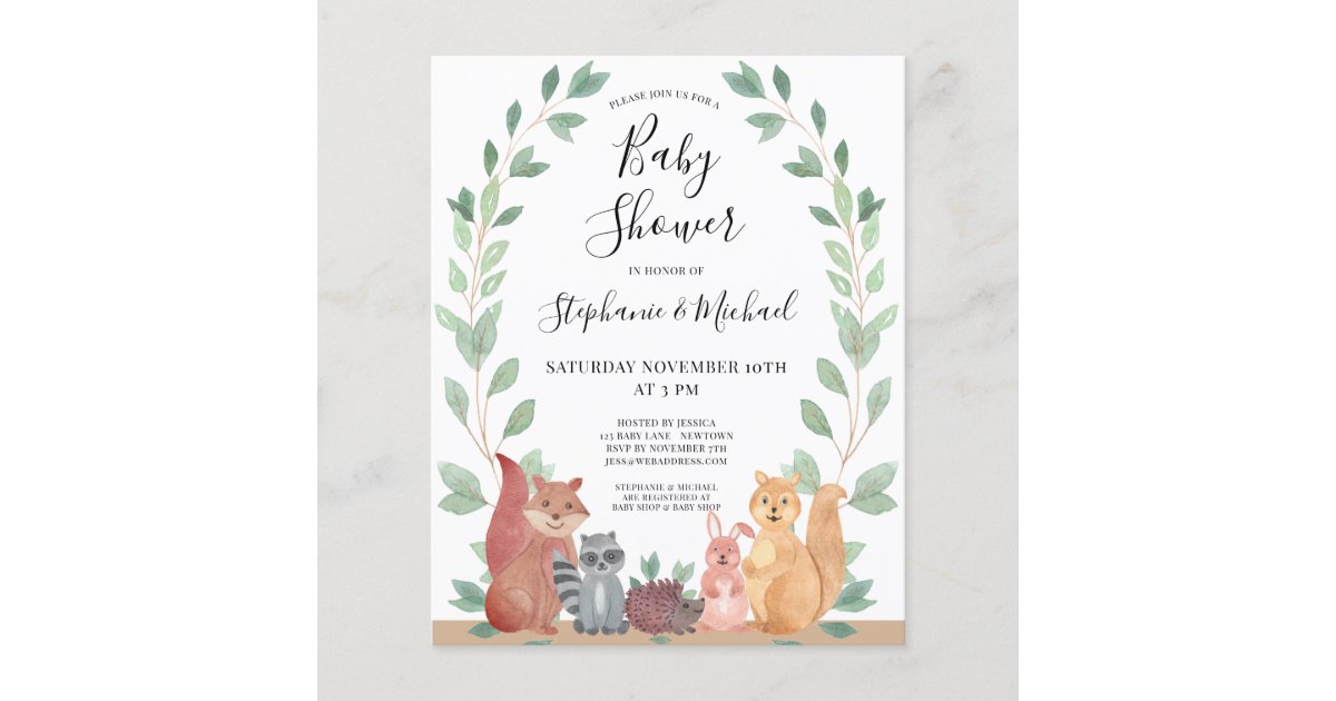 Budget Woodland Couples Baby Shower Invitation | Zazzle.com Budget Woodland Couples Baby Shower Invitation | Zazzle.com