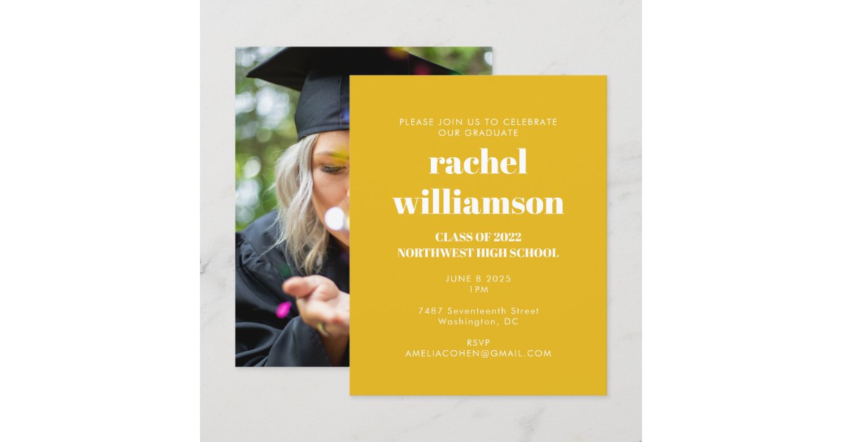 Budget Yellow Photo Graduation Party Invitation | Zazzle.com