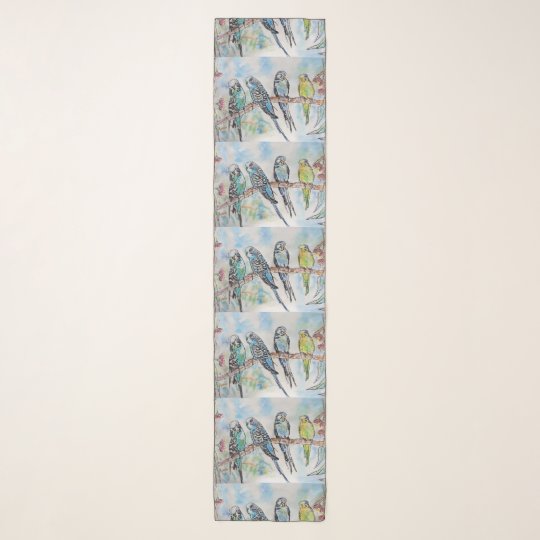 Budgie Budgerigar Cute Watercolor Bird birds Scarf | Zazzle.com